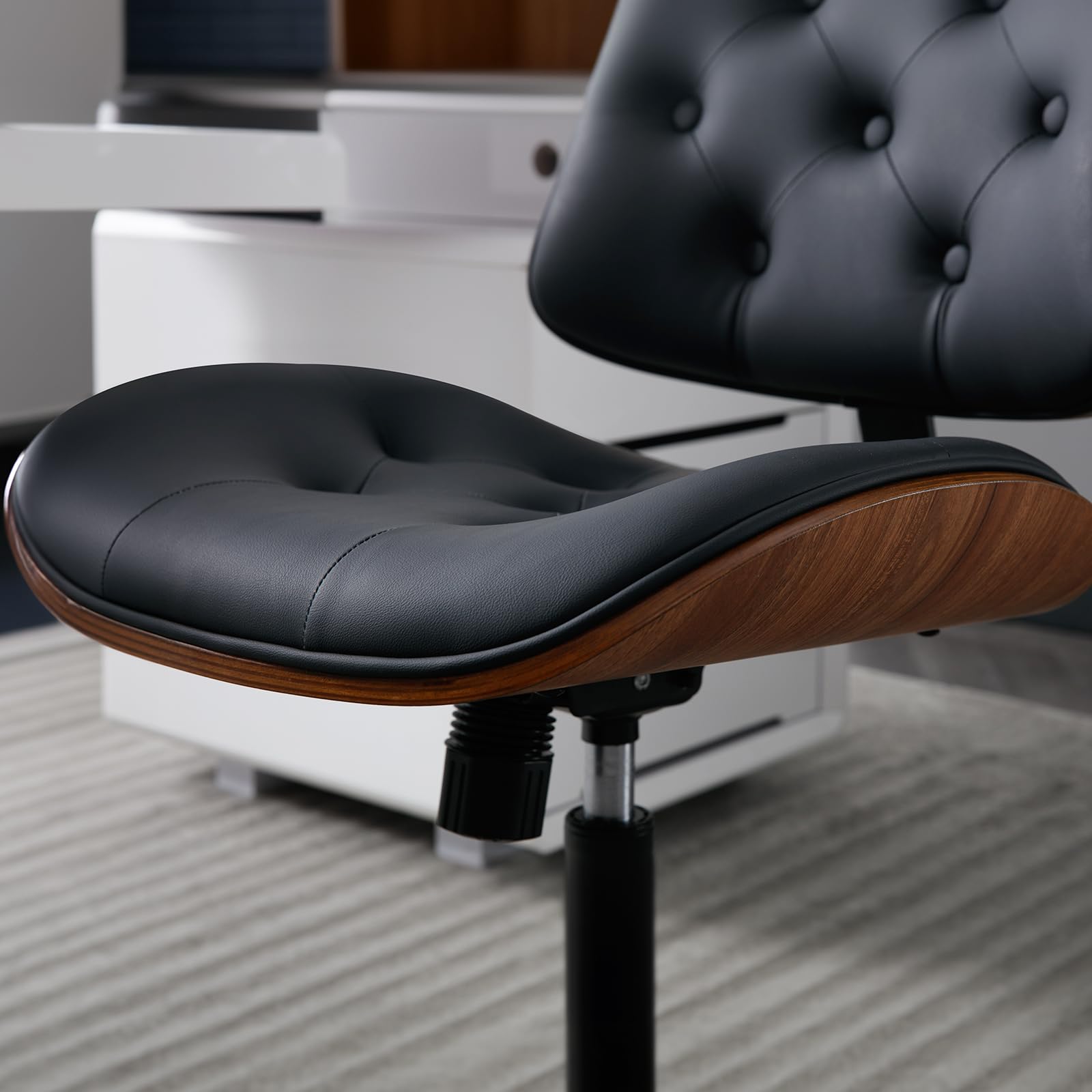 Desk Chair No Arms BERYTH Home Office Chair No Arms With Wheels ...
