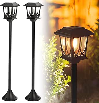 PASAMIC 2 Pack 44" Solar Lamp Post Lights Outdoor,Floor Lamp,Waterproof ...