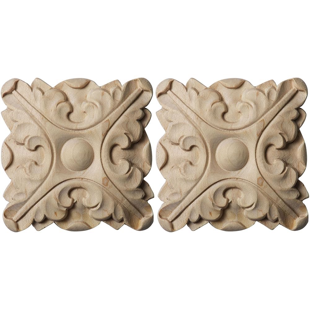 Ekena Millwork ROS02X02ACRW Acanthus Square Rosette, 2 3/4"W x 2 3/4"H ...