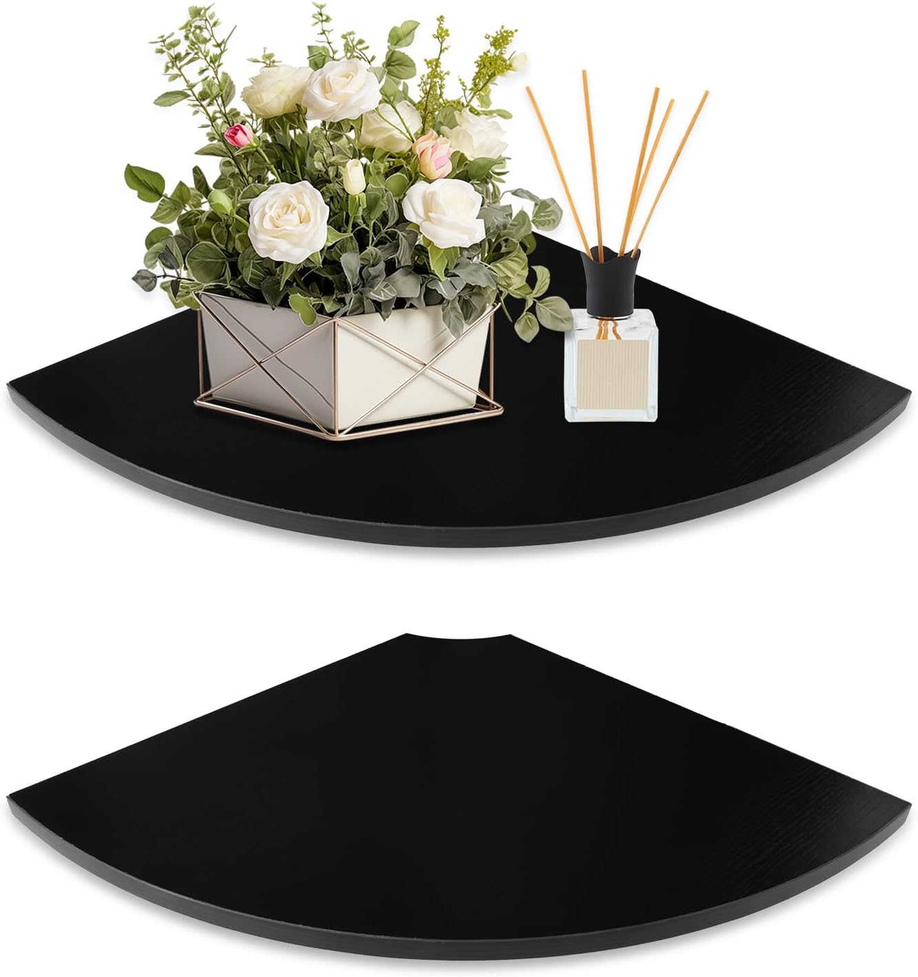 Amazon.com: JJL Corner Shelf Wall Mounted, 12-Inch Sector Wood Floating ...