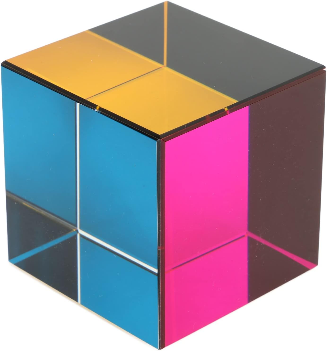 CMY Color Cube, Crystal Glass Optical Cube Prism, Multi Color Cube Toys ...