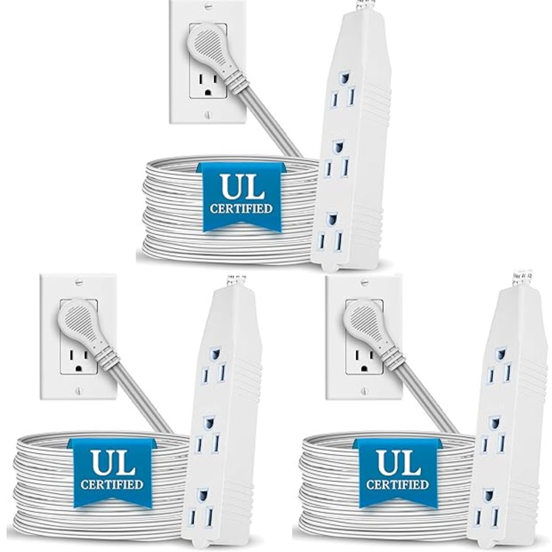 Snapklik.com : Flat Multiple Outlet Extension Cord 15 Ft For Indoor Use ...
