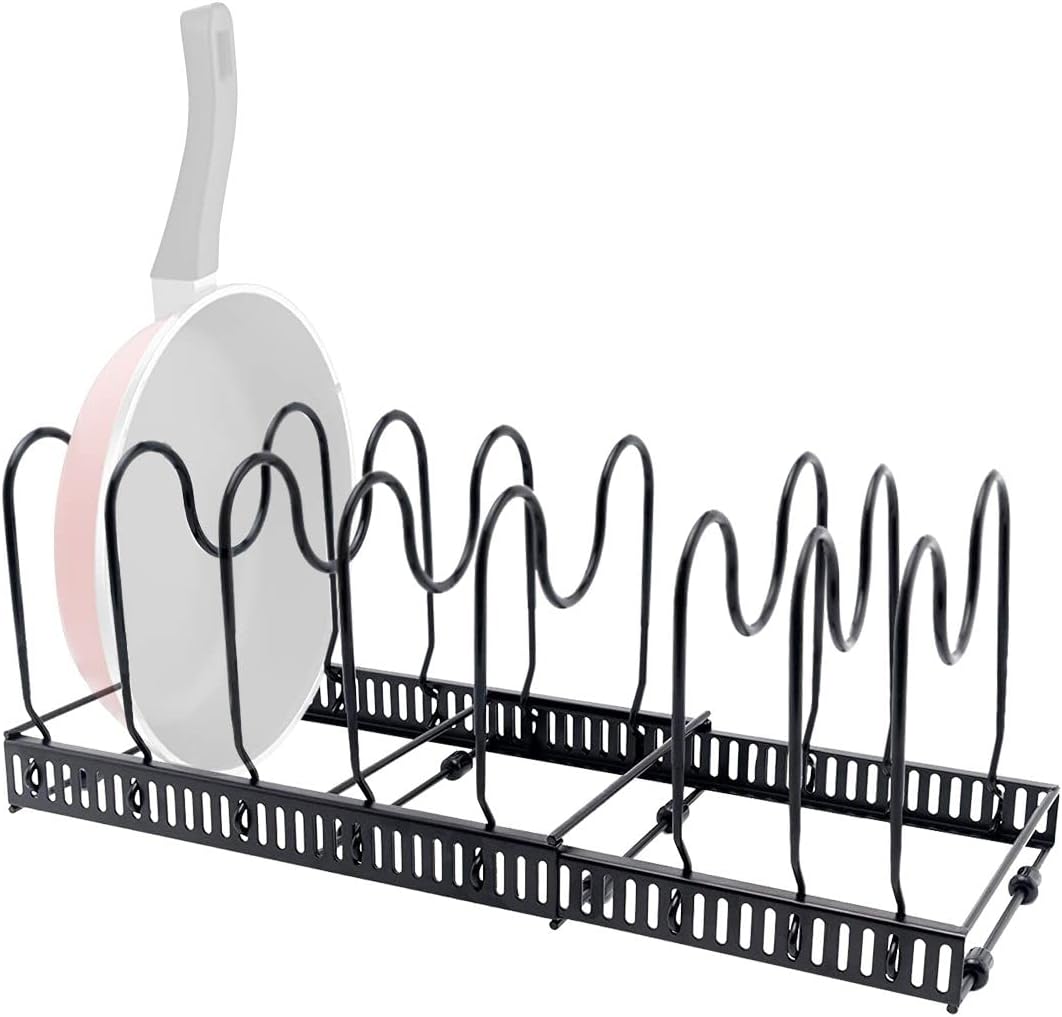 Besto Pan Organiser for Cupboard Pan Lid Holder Expandable 8 Dividers ...