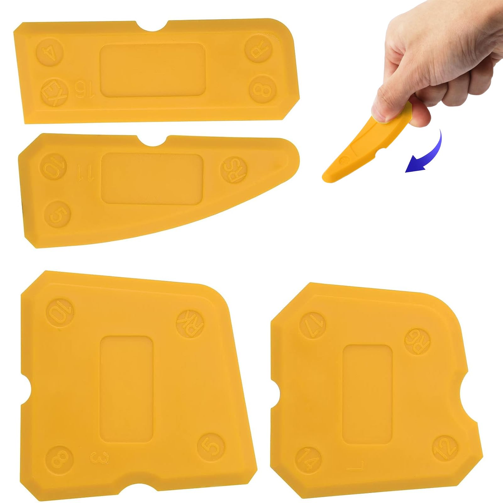 4Pcs Caulking Tool,Portable Yellow Silicone Remover Corner Spade Kit ...