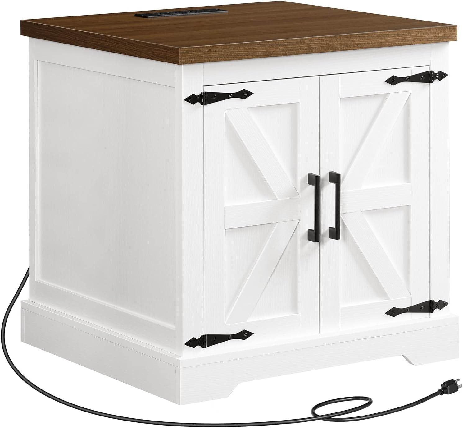 Amazon.com: MAHANCRIS Farmhouse Nightstand with Charging Station, 24 ...
