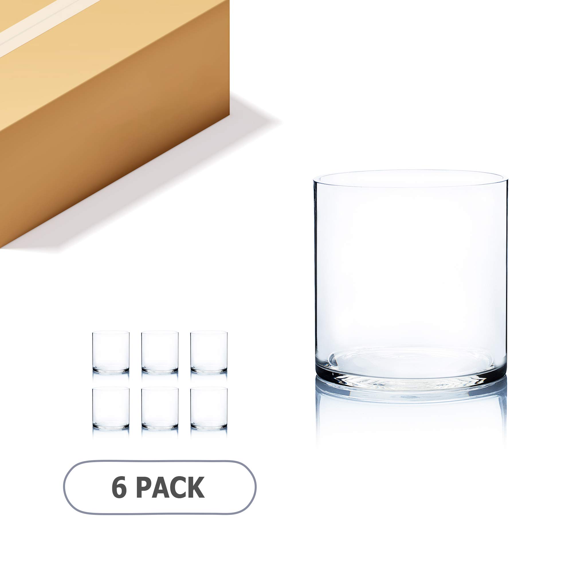 Amazon.com: WGVI Thick Weighted Clear Right Cylinder Glass Vases, 7" W ...