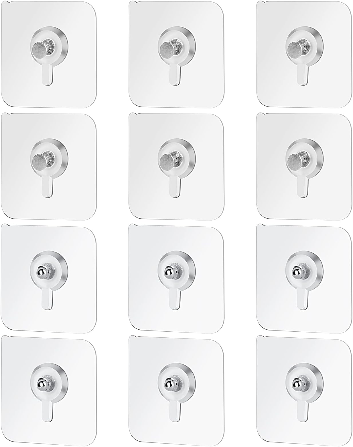 12 Pieces Adhesive Wall Mount Screw Hooks Non-Trace No Drilling ...