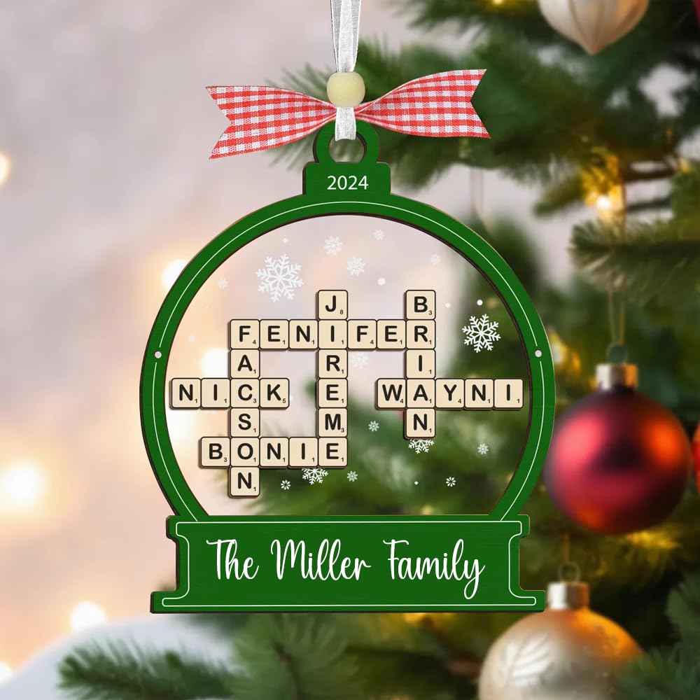 Amazon.com: Family Crossword Christmas Ornament, Wooden Scrabble ...