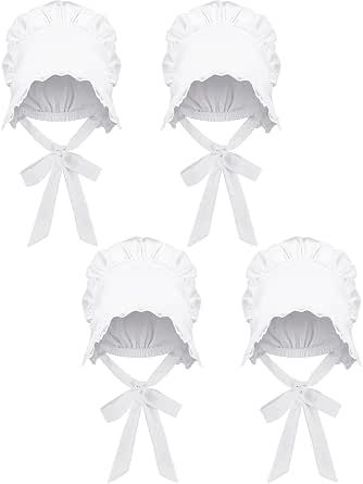 Amazon.com: Hicarer 4 Pcs Peasant Amish Hat White Lace Mob Cap Women ...