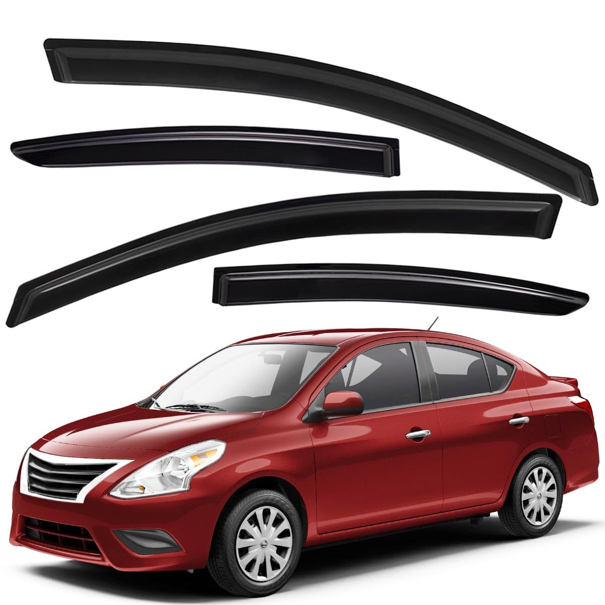 Lightronic WV94298 Outside-Mount Side Window Visor Deflector Rain Guard ...