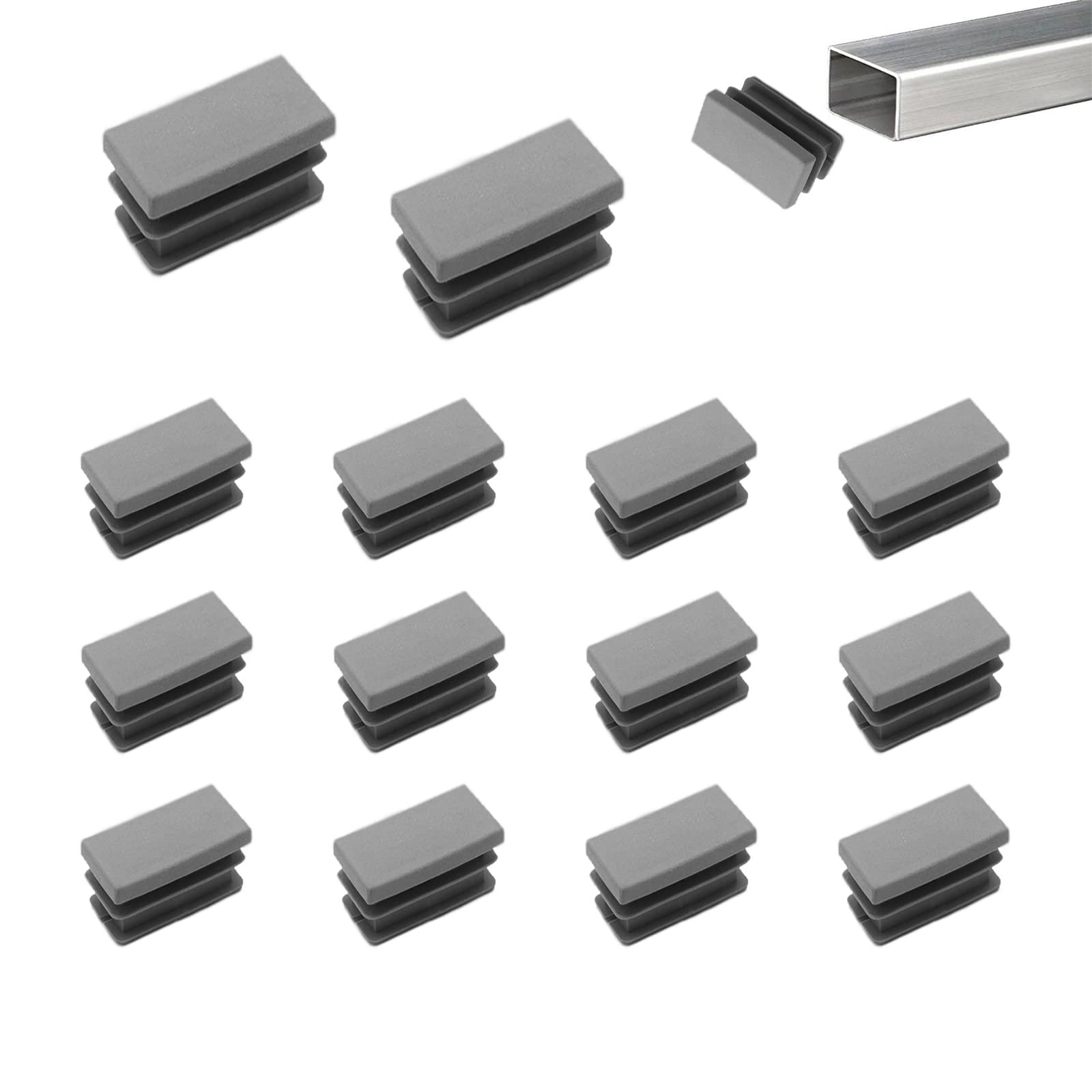 Zaky Plastic End Caps 40mm x 20mm Black Lamellar Plugs for Square Pipes ...