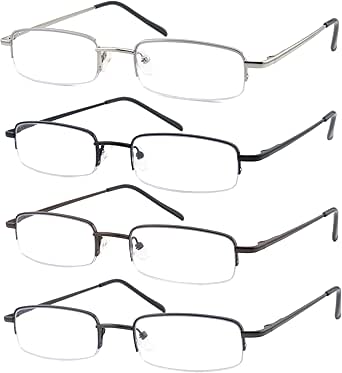 Amazon.com: LOVIVY 4 Pack Reading Glasses Metal Half Frame Readers for ...