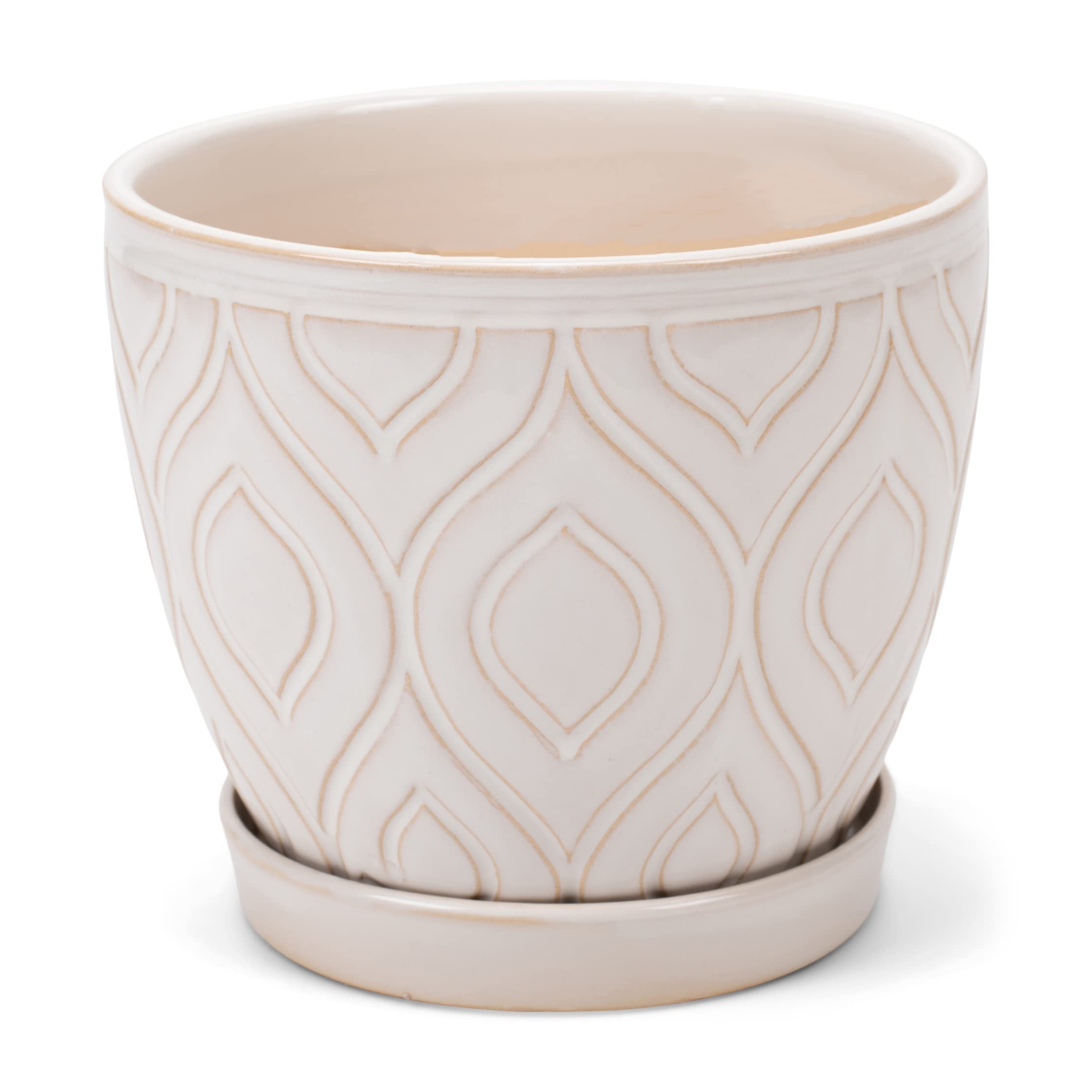 Snapklik.com : Napco Curved Rhombus Ivory 6 X 6.5 Ceramic Table Top ...