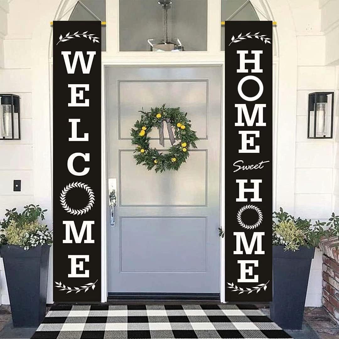 Amazon.com : HOUVSSEN Porch Welcome Sign, Black and White Welcome ...