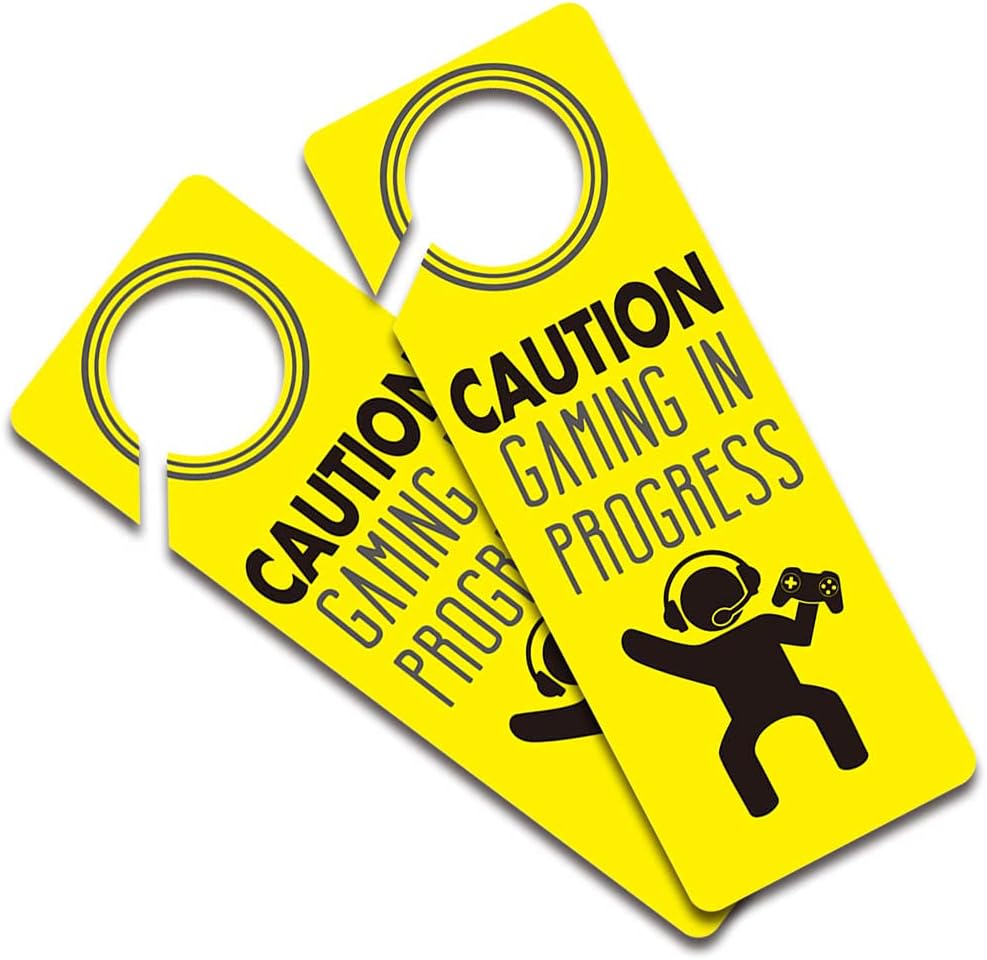 Amazon.com: 2 Pack Gaming in Progress Do Not Disturb Door Funny Hanger ...
