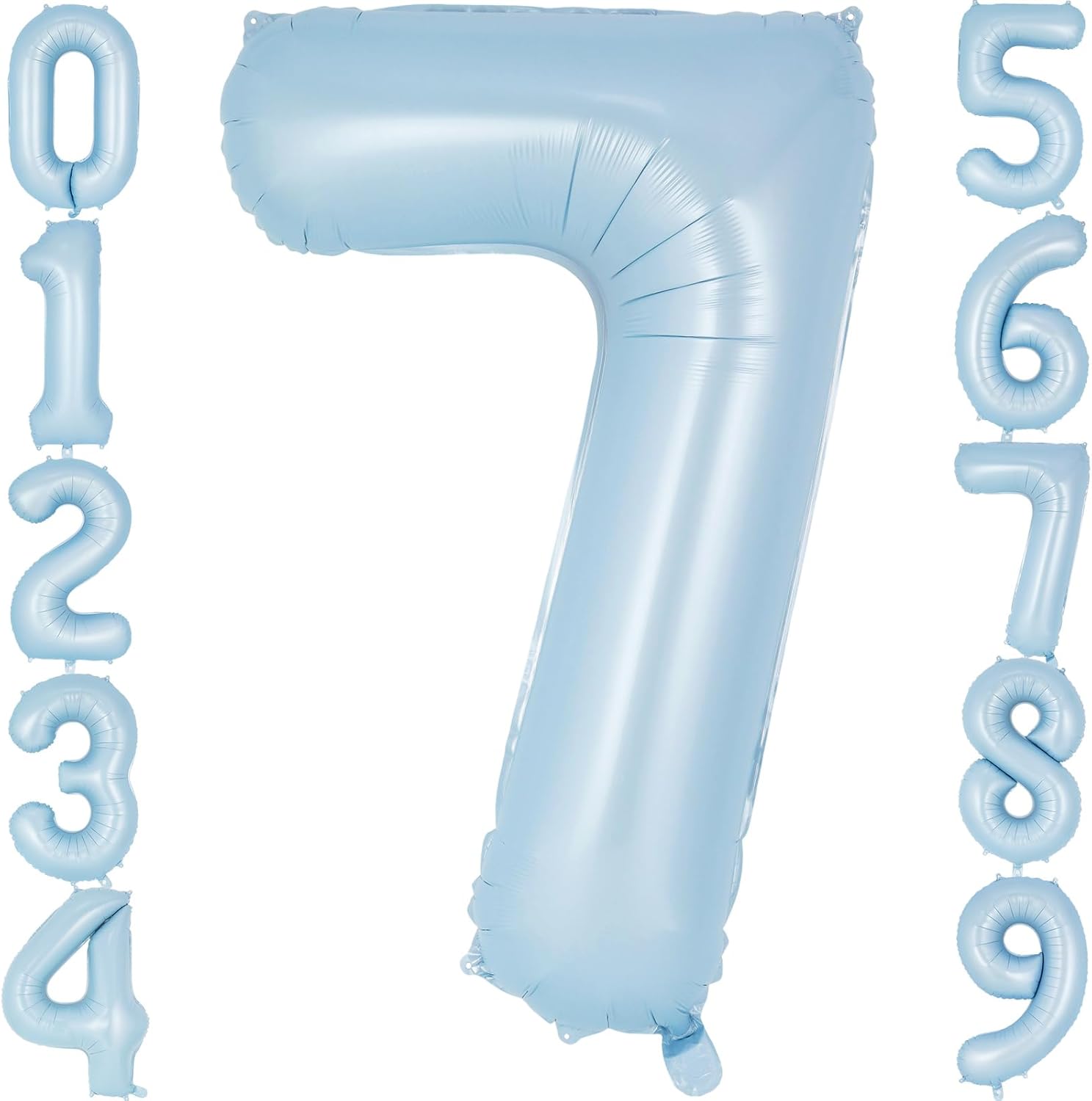 Amazon.com: Light Blue Number 7 Balloon, 40 Inch Big Large Foil Number ...