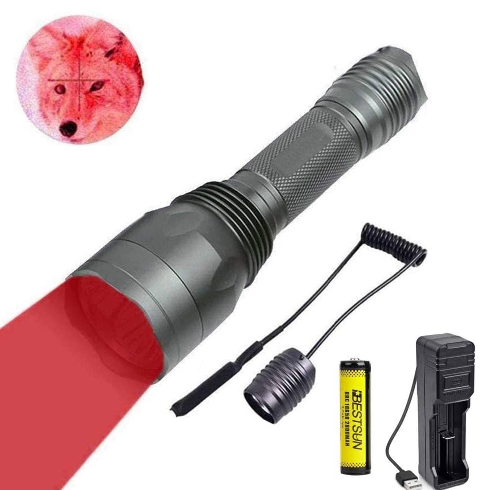 LUXJUMPER Red Light Torch, 1000 Lumen Super Bright Red LED Torches 350 ...