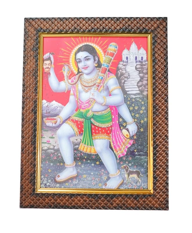 Subhash Pushtak Bhatak Bhairav ji Wooden Photo frame for Pooja | Hindu ...