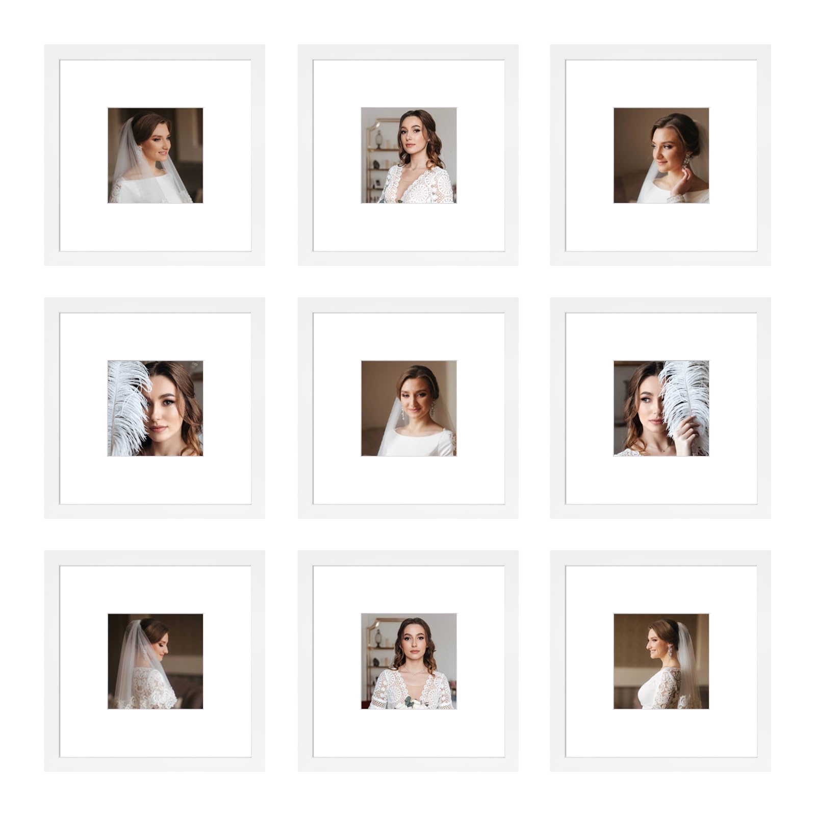 Amazon.com - BSRHOME 8x8 Picture Frame Set of 9, Display Pictures 4x4 ...