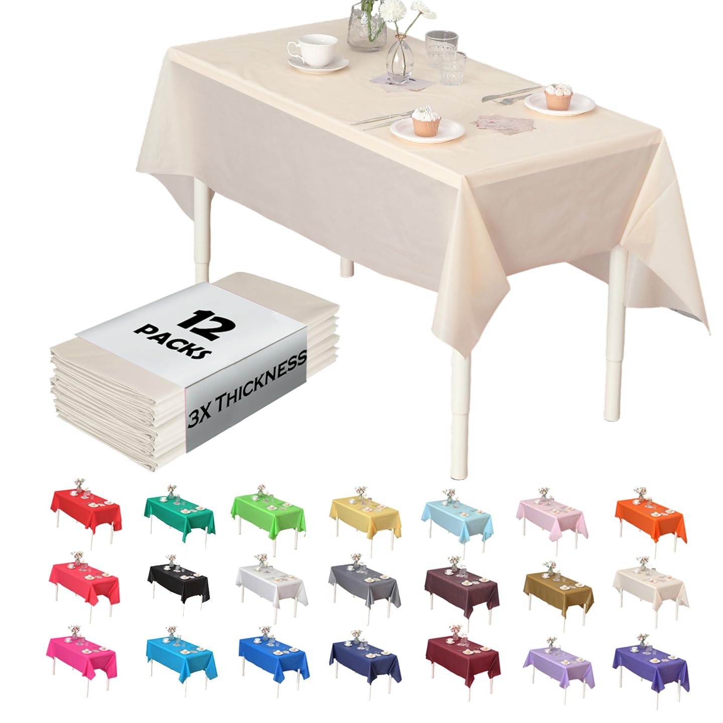 Amazon.com: Evershine (12-Pack Heavy Duty Plastic Table Covers ...
