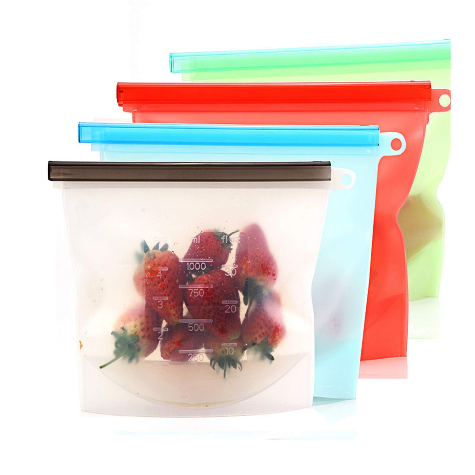 Amazon.com - Reusable Silicone Food Zipper Bags Size 1000ML Freezer ...
