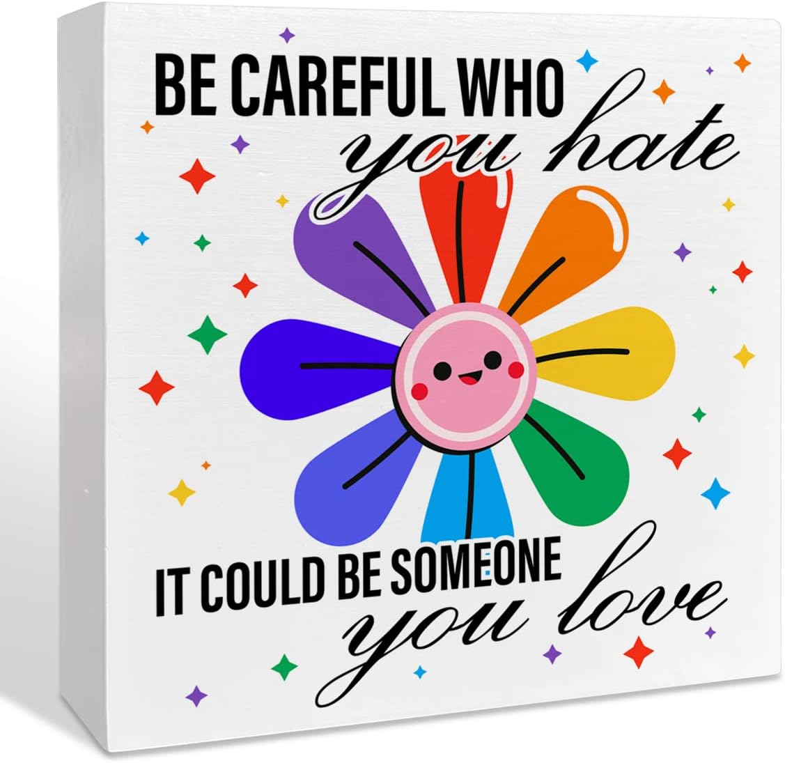 Amazon.com: LGBT Wooden Box Sign, LGBTQ Home Office Desk Decor, Rainbow ...