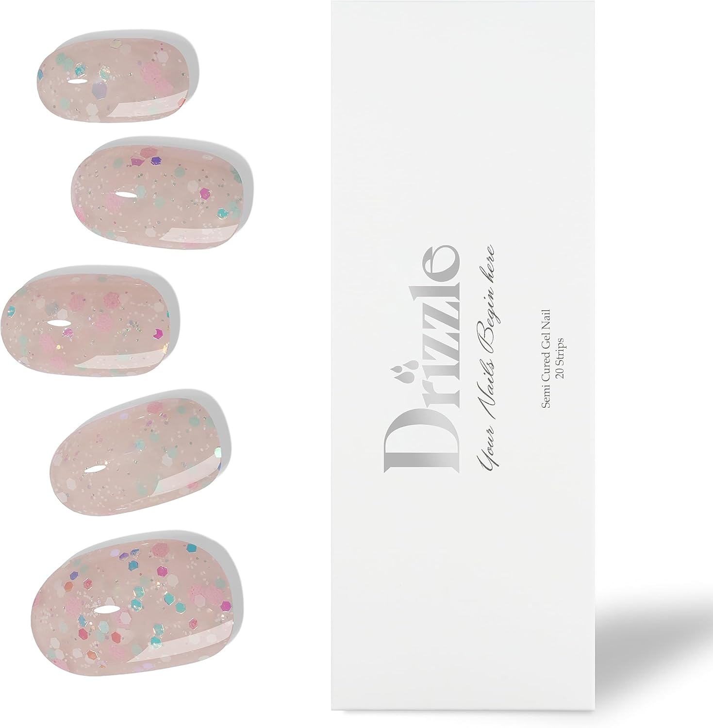 Amazon.com: Drizzle Semi Cured Gel Nail Strips, Real Nail Polish Art ...
