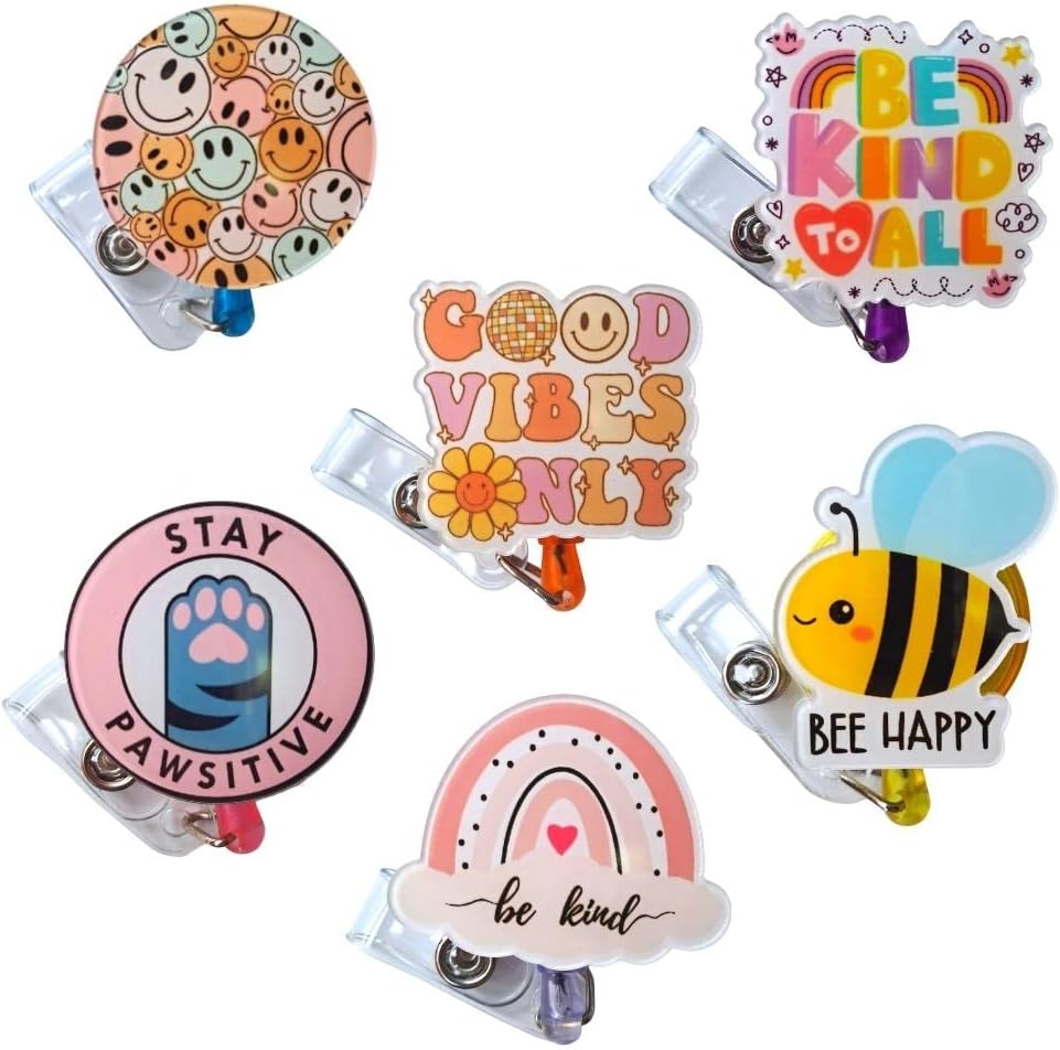 6PC Nurse & Teacher Badge Reel | Cute Funny Inspirational Nursing Name ...