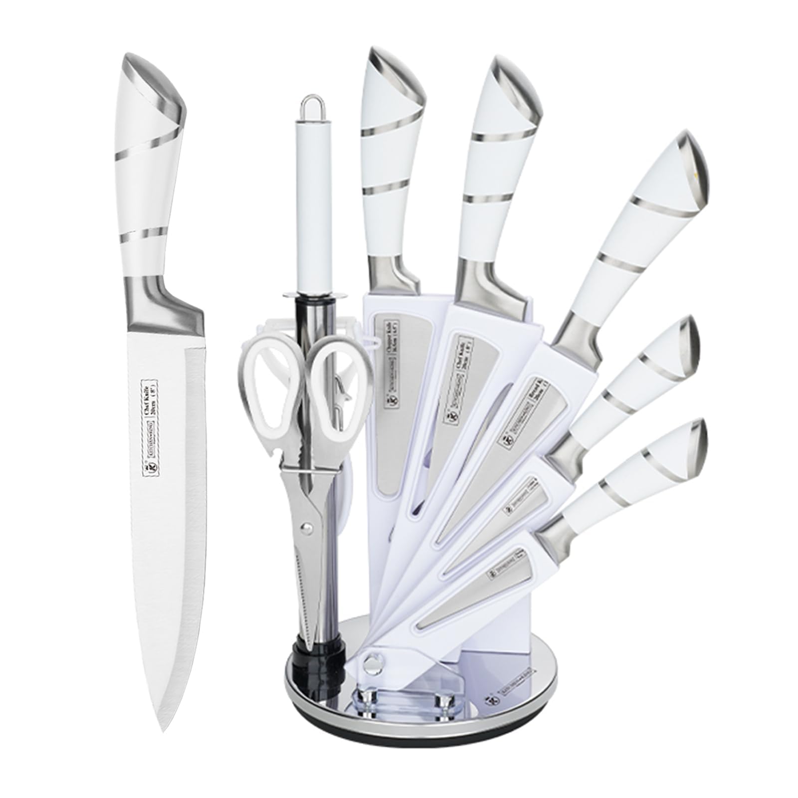 Kitchen Knife Set, 9 Piece Professional Kitchen Set with 360 Degree ...