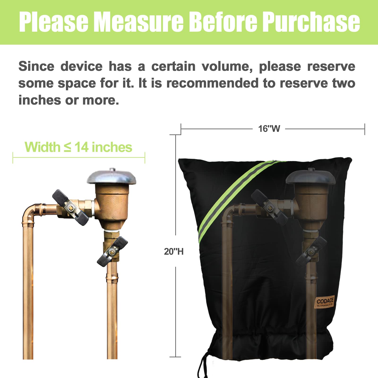 Snapklik.com : CODACE Backflow Preventer Insulation Cover, Insulated Pouch For Winter Pipe ...