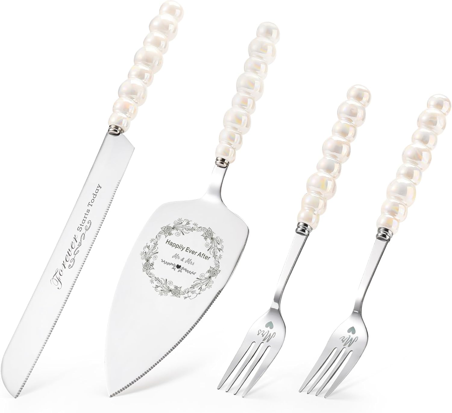Amazon.com | BEKESIN Wedding Cake Knife and Server Set, Ceramic Pearl ...