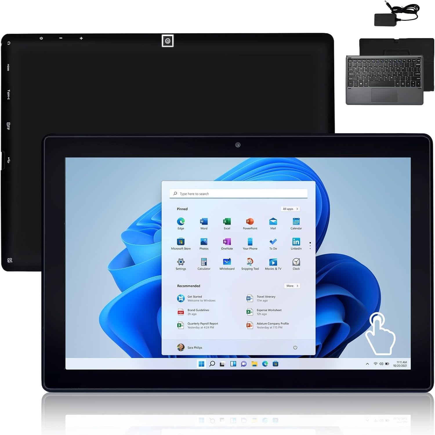 Buy Windows , 2 in 1 10.1 Inch Windows 11 Pro PC, 8GB RAM 128GB SSD ...