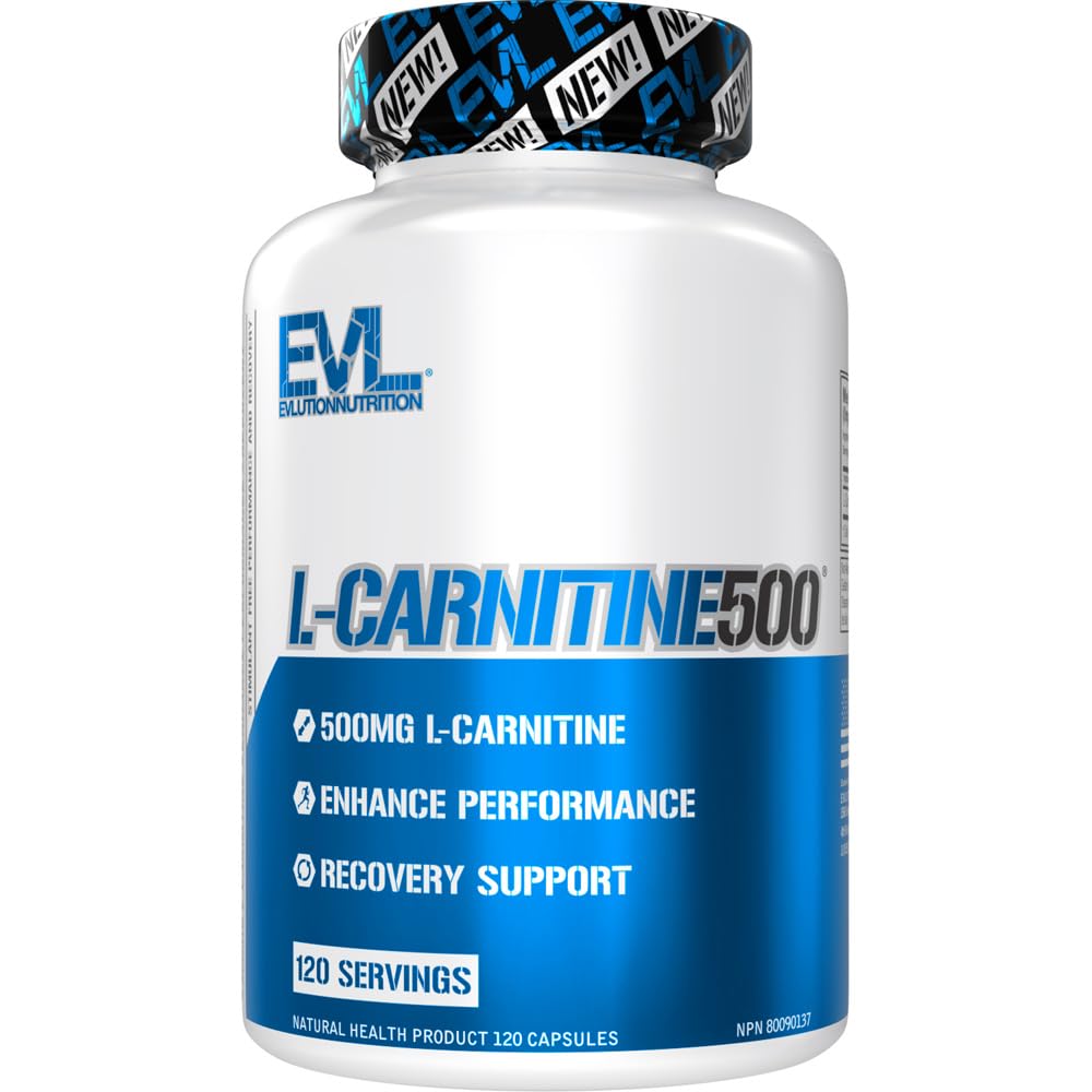 Evlution Nutrition L-Carnitine500, 500 mg of Pure L Carnitine in Each ...