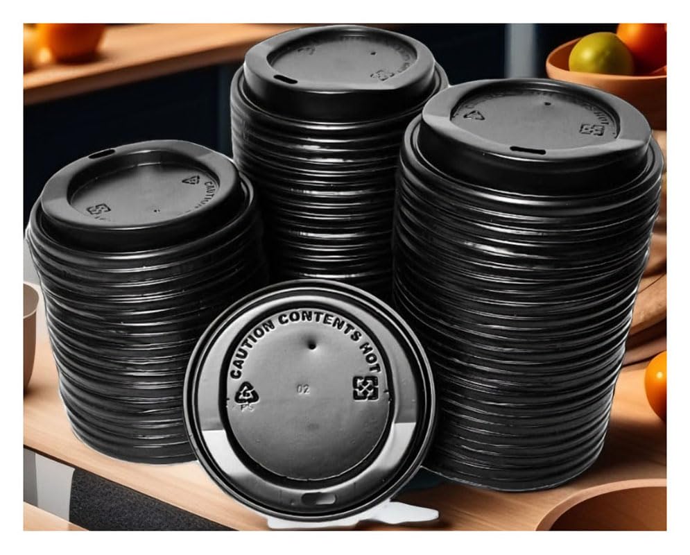 DEEPZONE 12OZ/340ml Disposable Coffee Cups Lids 100% Biodegradable Leak ...