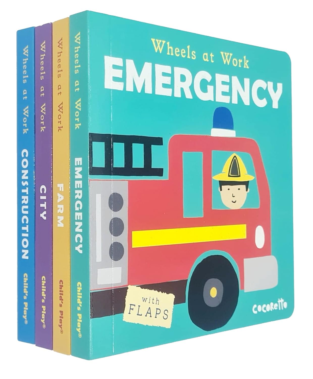 Wheels at Work Series Collection 4 Books Set By Child's Play ...
