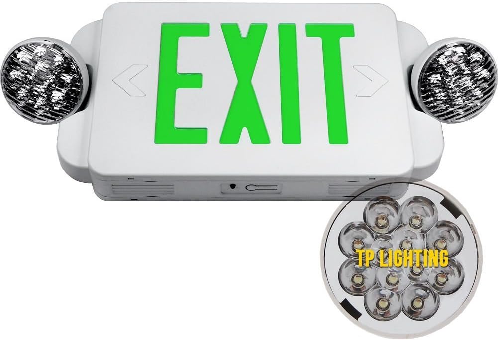 eTopLighting LED Green Exit Sign Emergency Light Combo with Battery ...