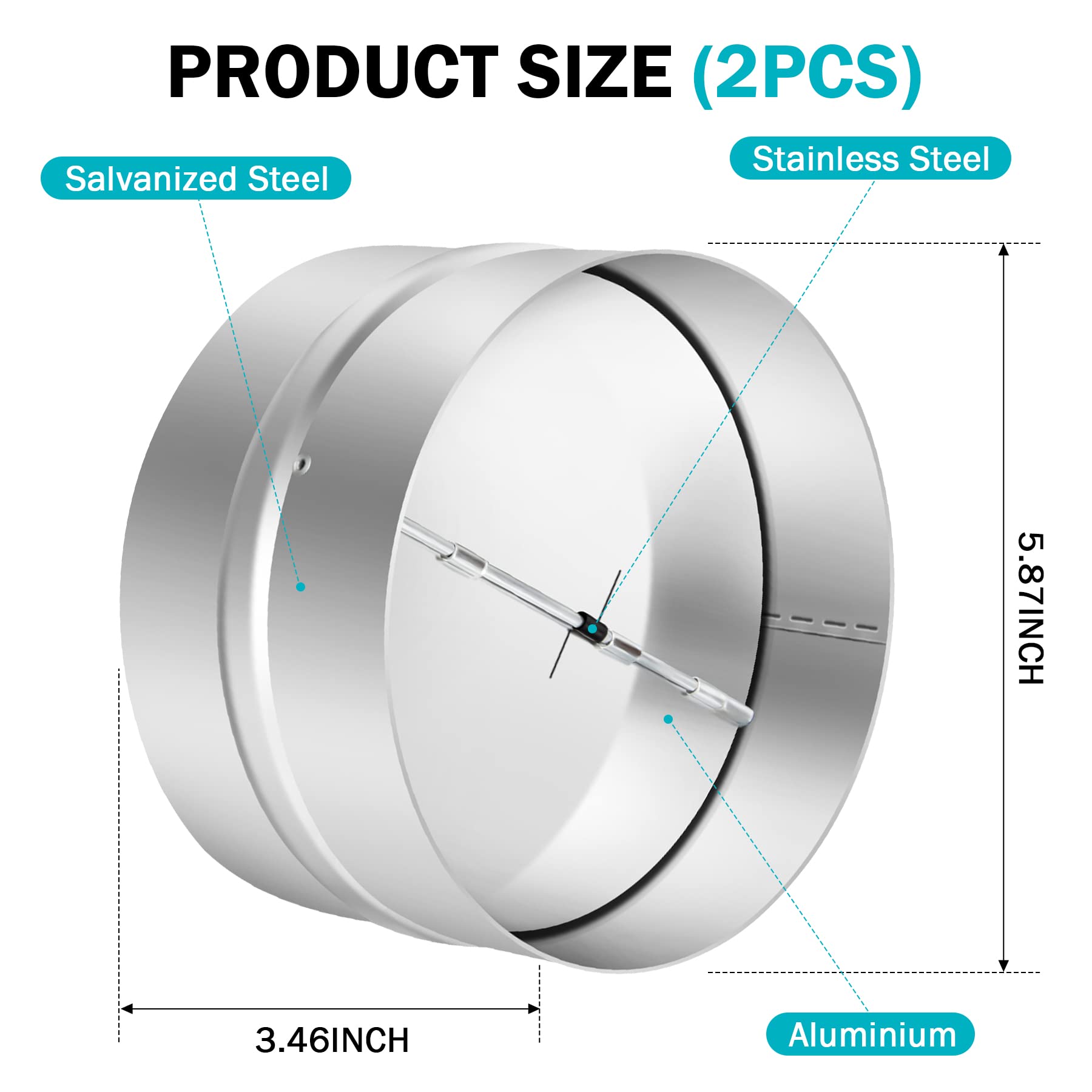 Snapklik.com : 2 Pcs 6 Inch Draft Blocker Backdraft Damper Duct Draft ...