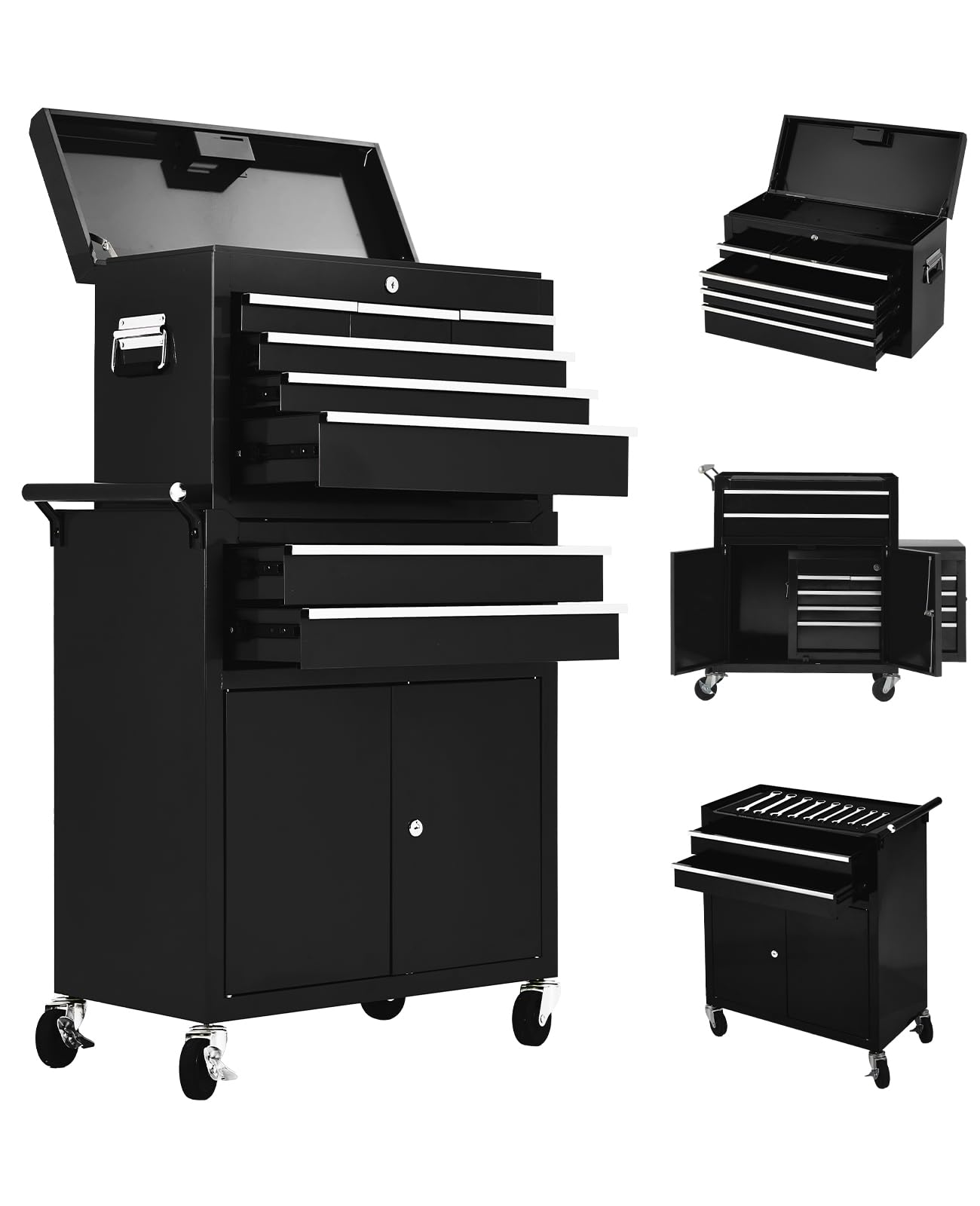 Amazon.com: Tool Chest, 8-Drawer Rolling Tool Storage Cabinet, 2-in-1 ...