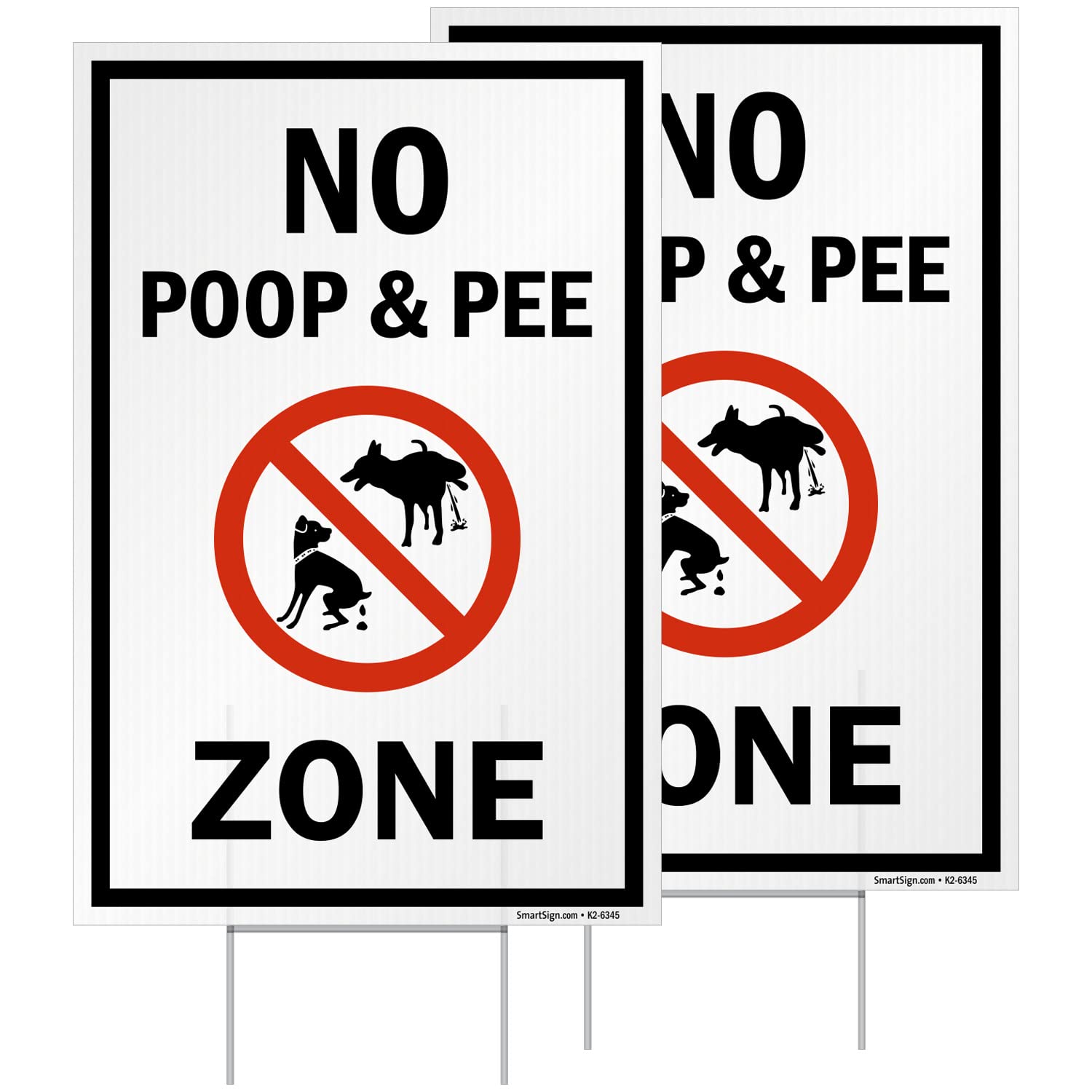 SmartSign 12" x 18" (2-Pack) No Poop And Pee Zone Yard Sign with 15 ...