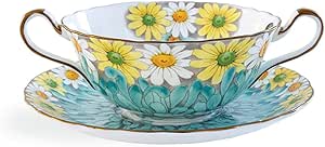Amazon.com | Aynsley Daisy Fine Bone China Double Handled Tea Cup and ...