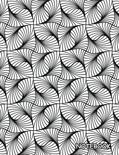 Notebook: Black & White Design Pattern, Blank Unlined / Non-ruled ...
