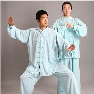 AMAXRcsy Cotton Kung Fu Uniform Traditional Chinese Clothing Pure Color ...
