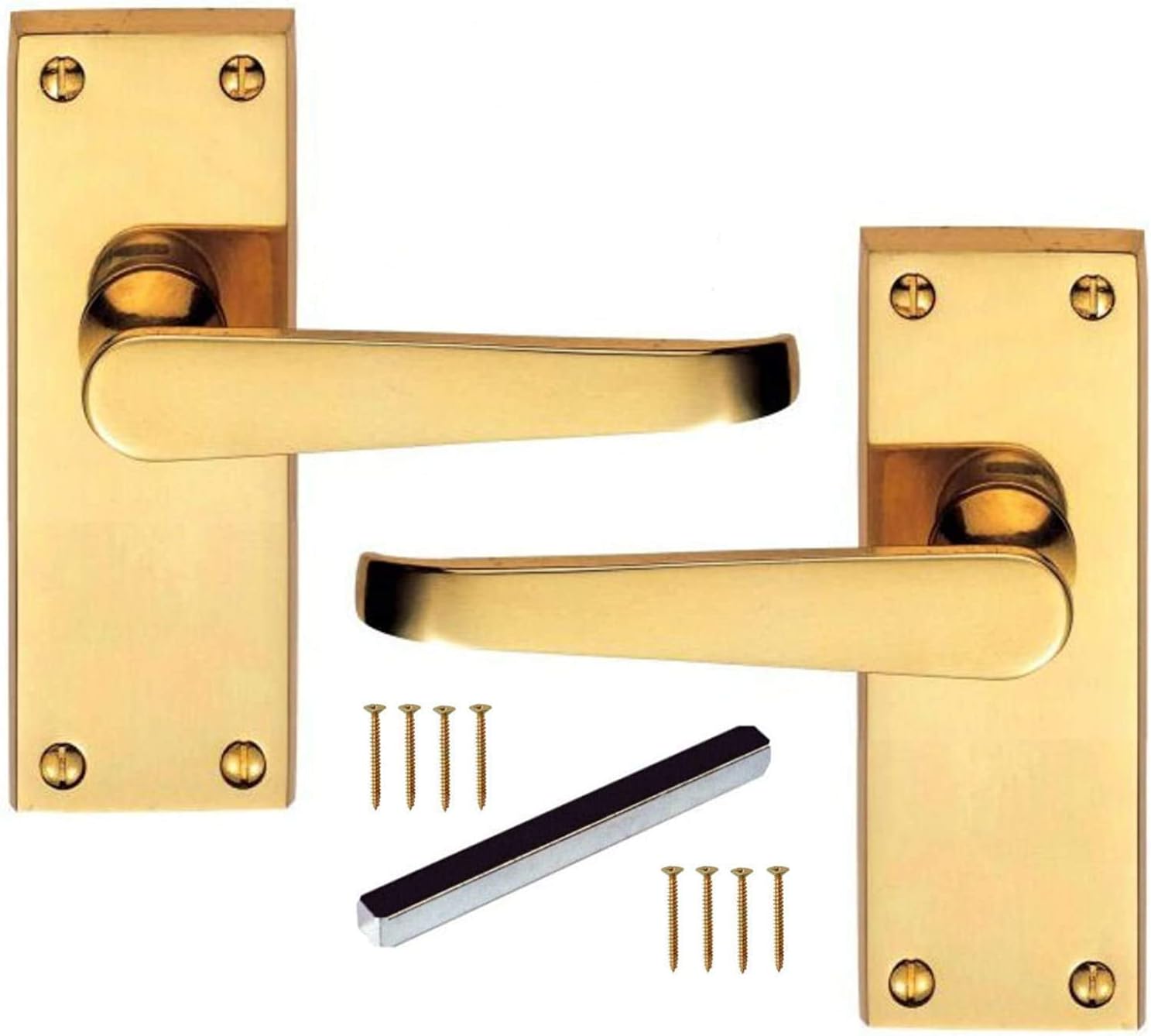 Polished Brass Internal Lever Latch Door Handles & Fixings Set (Pack of ...