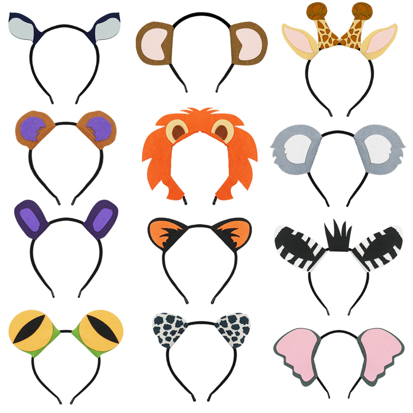 Zoo Themed Party Decorations TopTie 6-Piece Animal Ear Headbands ...