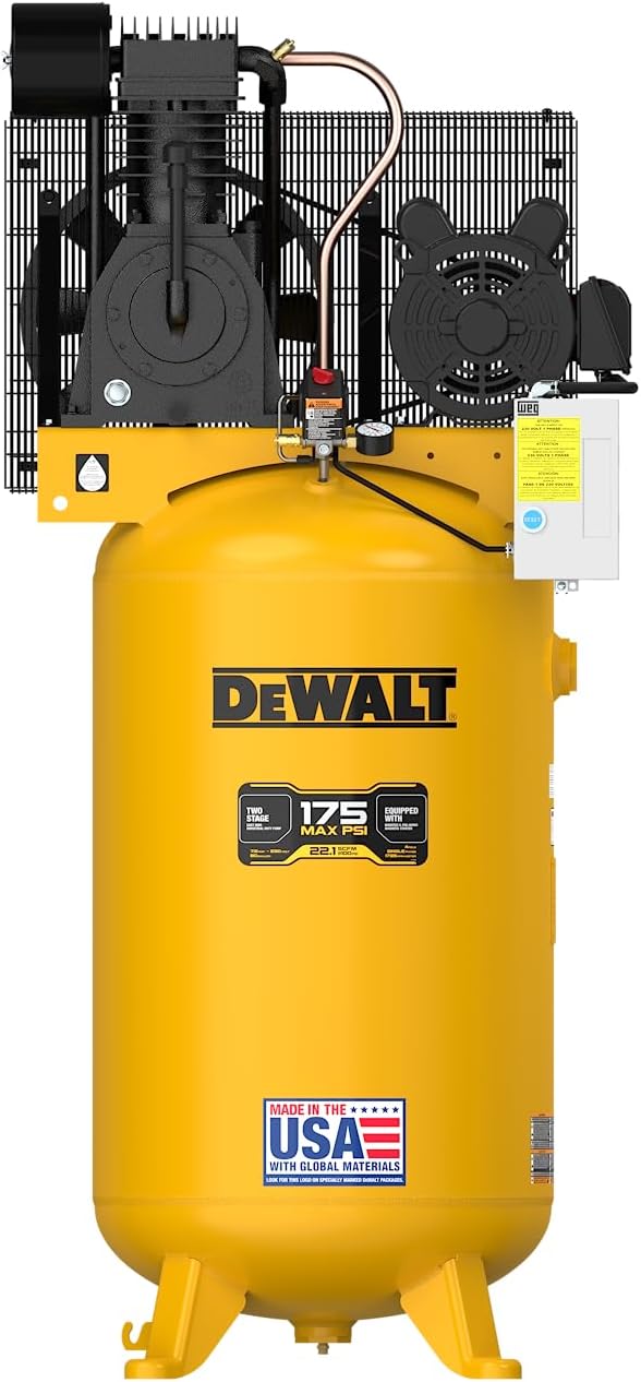 DEWALT Stationary Air Compressor, 80 Gallon Vertical Air Compressor, 7. ...
