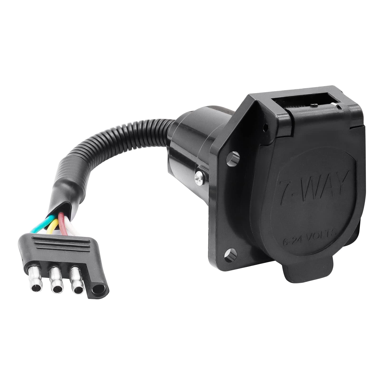 Snapklik.com : 4 Pin Flat To 7 Way Round Blade Trailer Plug Adapter RV ...