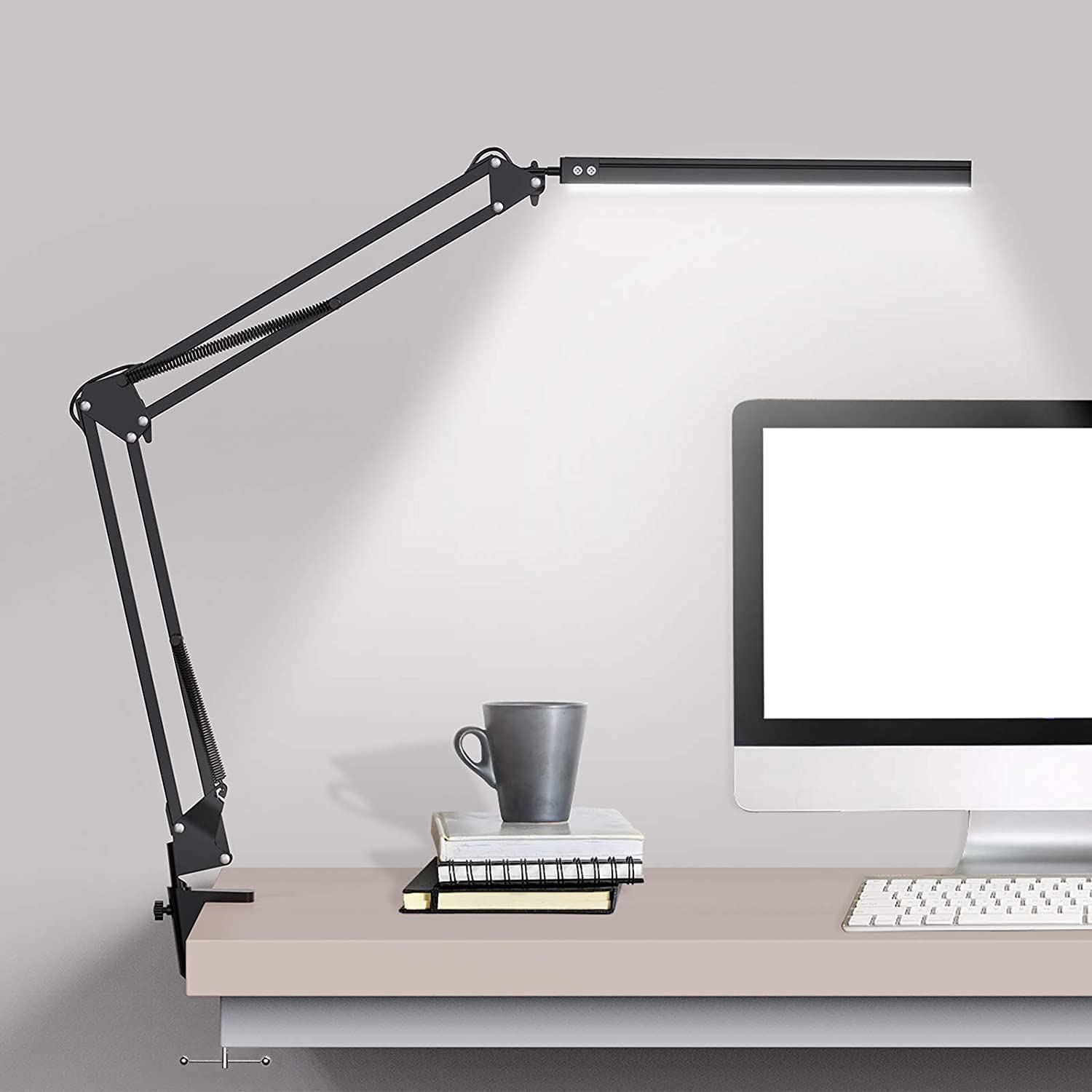 Buy Dimmable Desk Lamp with Clamp,Brightness Adjustable Swing Arm Table ...