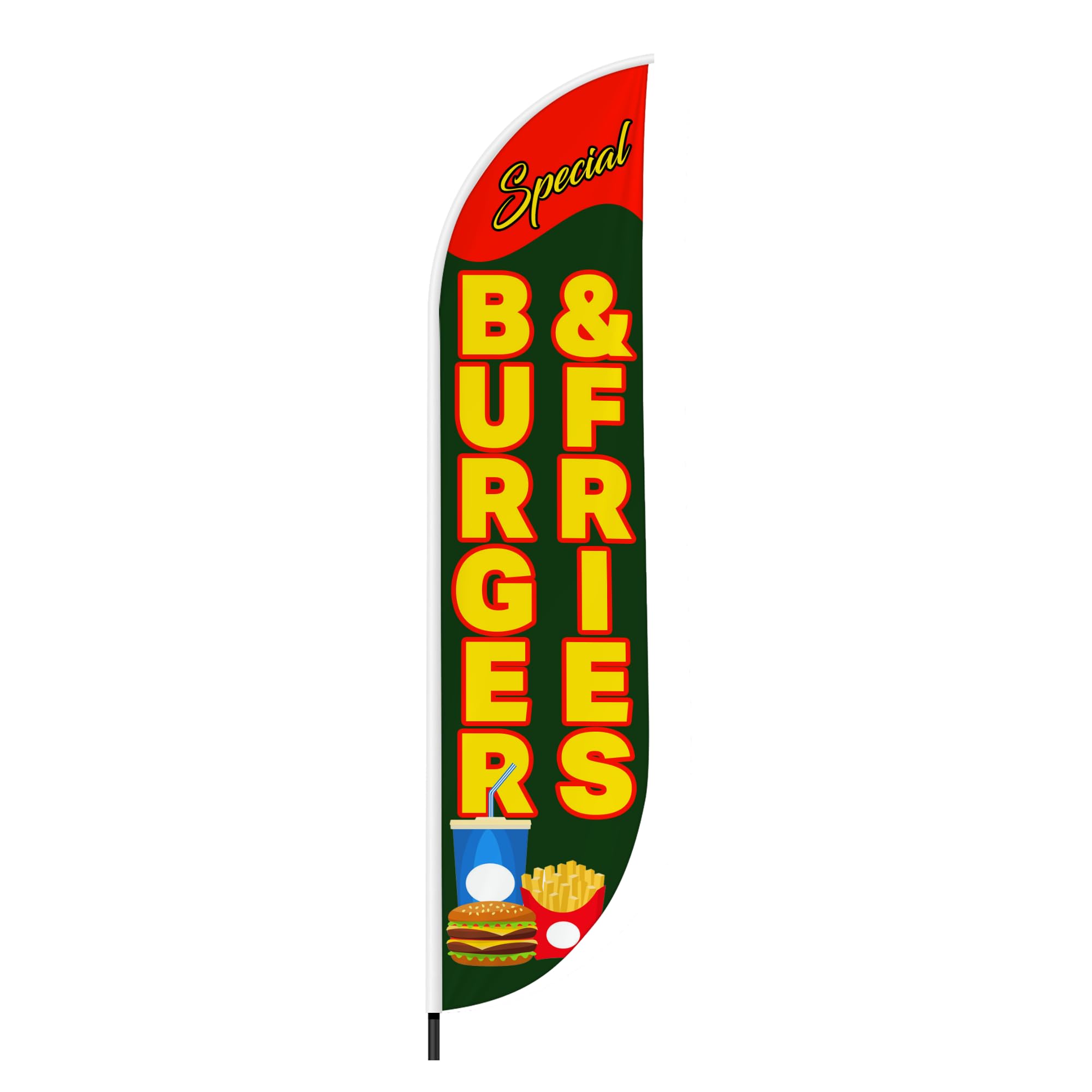 Amazon.com : Burger Fries Feather Flag(11.5feetX2.5feet) by ...