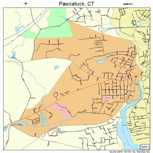 Large Street & Road Map of Pawcatuck, Connecticut CT - Printed poster ...