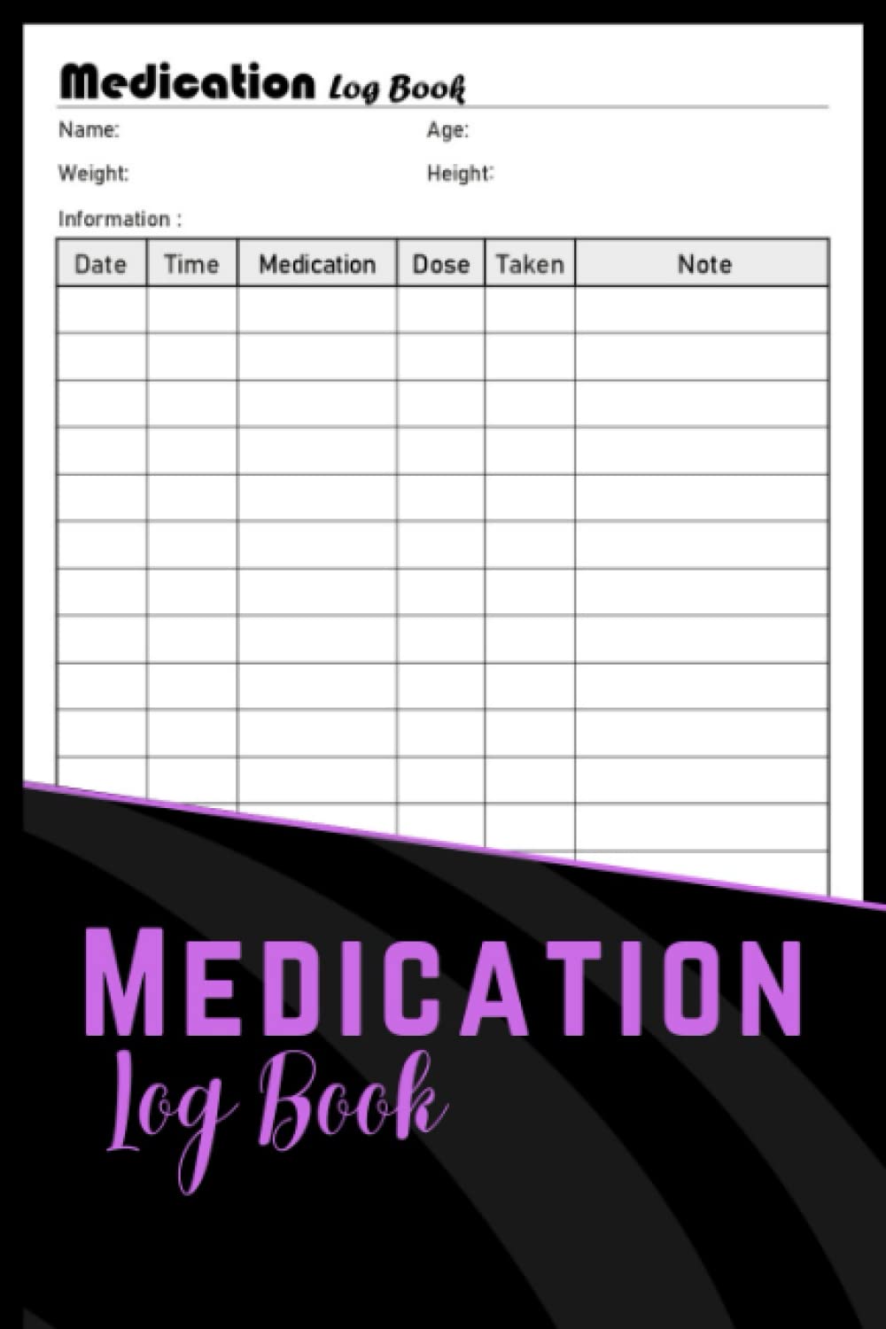 Medication Log Book: Simple Personal Medication Tracker, Monitor Daily ...
